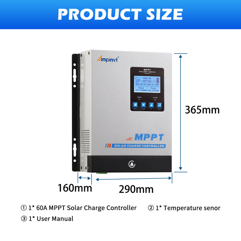 60A MPPT Solar Charge Controller DC 12V 24V 36V 48V PV 150V Max Input